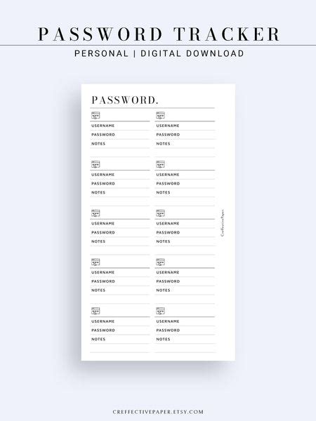 T119 Website Login Password Tracker Creffectivepaper