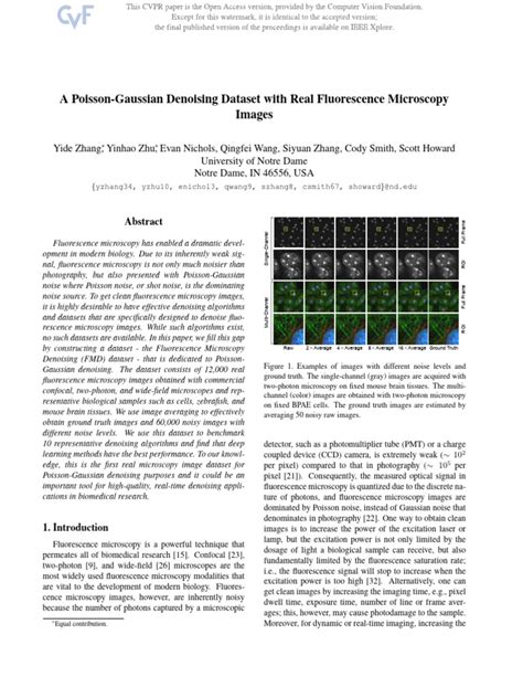 Zhang A Poisson Gaussian Denoising Dataset With Pdf Microscopy Microscope