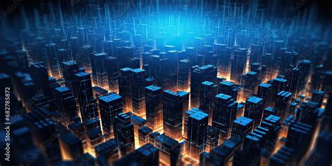 Abstract Tech Background With Interconnected Cyber Cells Quantum