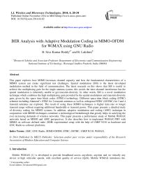 BER Analysis With Adaptive Modulation Coding In MIMO OFDM For WiMAX Using GNU Radio Ijwmt