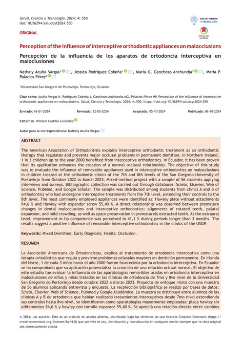 Pdf Perception Of The Influence Of Interceptive Orthodontic Appliances On Malocclusions