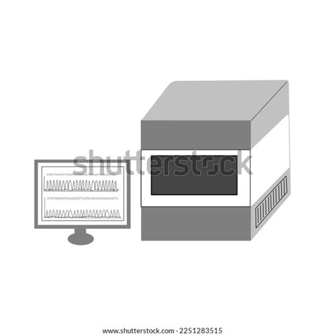 Sequencing Machine Analysis Dna Sequence Interested Stock Vector