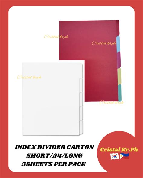 Index Divider Carton Bristol File Index Divider File Divider Set Of 5 Sheets Lazada Ph