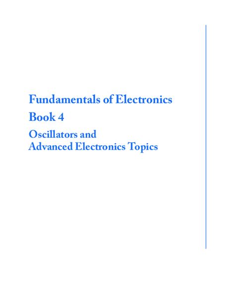 Pdf Fundamentals Of Electronics Book 4 Oscillators And Advanced