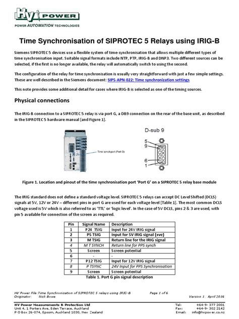 Time Synchronisation Of Siprotec 5 Relays Using Irig B Physical Connections Pdf Daylight