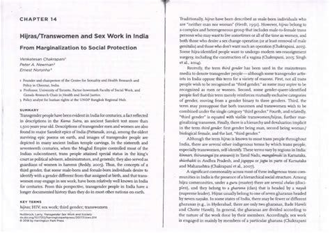 PDF Hijras Transwomen And Sex Work In India From Marginalization To Social Protection
