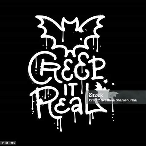 진짜 크리프 도시 낙서 슬로건 비문 손으로 그린 할로윈 따옴표 질감 벡터 티셔츠 포스터 카드에 인쇄하기위한 일러스트 레이 션 10월 31일 디자인 검은 배경에 고립되어