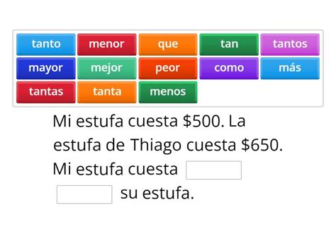 Comparaciones De Igualdad Y Desigualdad Complete The Sentence