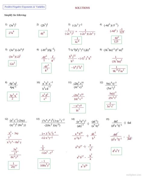 Simplifying Exponential Expressions Worksheet 10th Grade Math Worksheets Exponent Worksheets