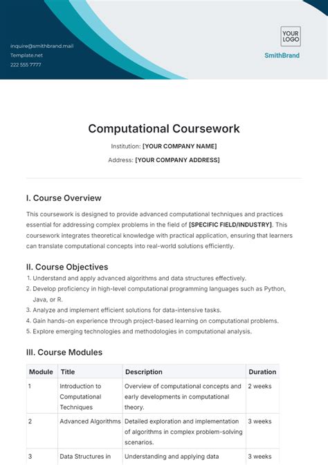 free computational coursework template to edit online