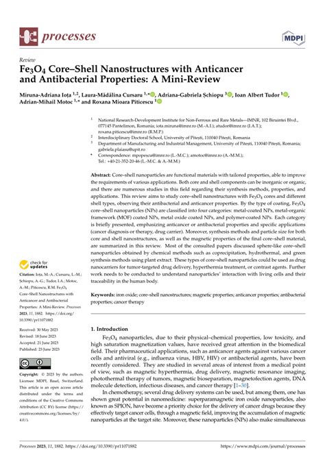 pdf fe3o4 core shell nanostructures with anticancer and antibacterial