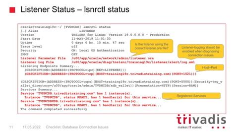 Oracle Database Checklist Connection Issues Ppt