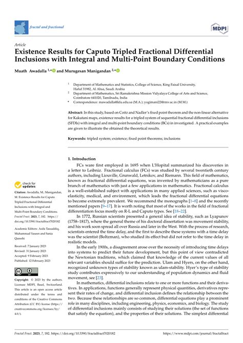 Pdf Existence Results For Caputo Tripled Fractional Differential Inclusions With Integral And