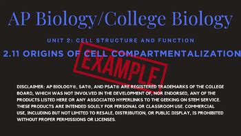AP Biology UNIT Cell Structure Function Origin Compartmentalization Lesson