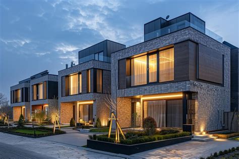 Premium Photo Modern Minimalist Modular Private Townhouses With Brick