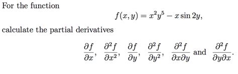 Solved For The Function Calculate The Partial Derivatives