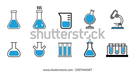 flask icon set scientific chemical blue stock vector royalty free