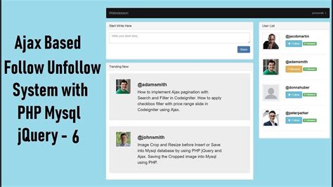 ajax based follow unfollow system with php mysql jquery 6 youtube