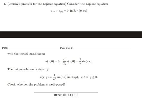 Solved Cauchy S Problem For The Laplace Equation Chegg