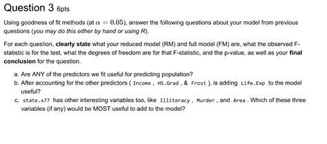 Using Goodness Of Fit Methods At α005 Answer