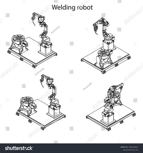 welding robot system welding robot cad stock vector royalty free