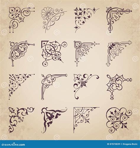 Decorative Calligraphic Corners For Design Vector Set Stock Vector