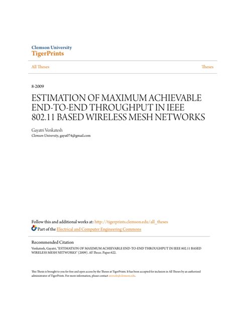 estimation of maximum achievable end to end throughput in ieee 80 pdf