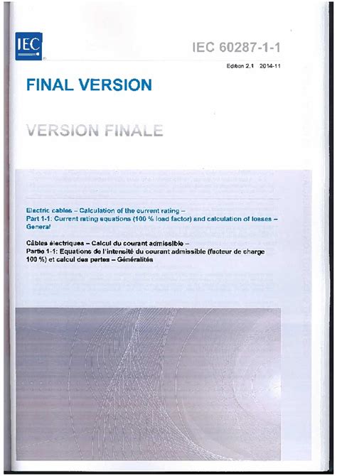 Iec 60287 1 1 2014 Electric Cables Calculation Of The Current Rating Pdf Pdfcoffee Com