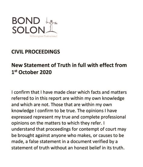 The Mandatory Wording Of The Statement Of Truth In Expert Witnesses Reports In The Civil Courts