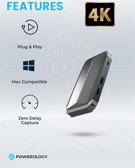 Powerology Capture Card C 32 Gen1 Input And Loopout Hdmi 20 Aux 1out In Mic Hdmi Input 4k