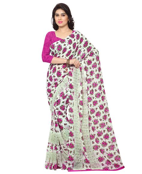 Off White Georgette Printed Saree With Blouse 78608 Printed Sarees