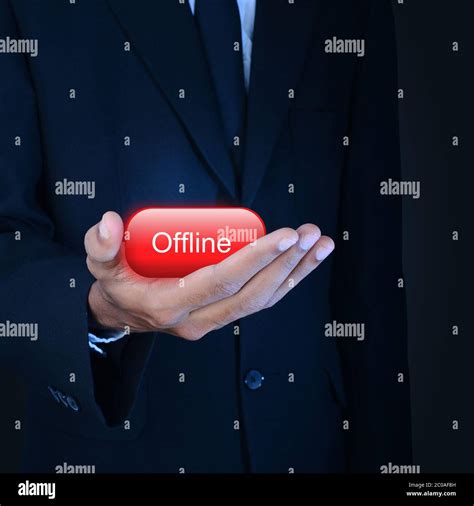 Business Man With Offline Button Stock Photo Alamy