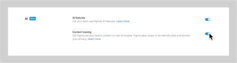 Control Ai Features And Content Training Settings Figma Learn Help