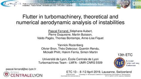 Pdf Flutter In Turbomachine Theoritical And Numerical Aerodynamic