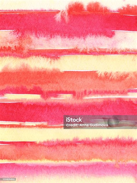 손으로 그린 추상 수채화 젖은 노란색 분홍색과 오렌지 줄무늬배경 가을에 대한 스톡 사진 및 기타 이미지 가을 개념 거친 Istock