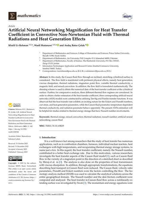 PDF Artificial Neural Networking Magnification For Heat Transfer Coefficient In Convective Non