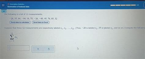 Solved Descriptivo StatisticsSummation Of Indexed Chegg Com
