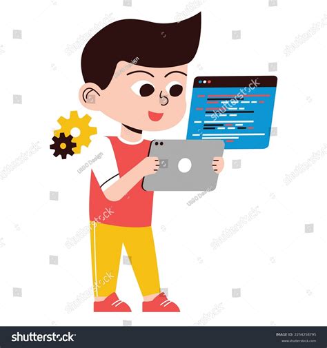Boy Coding Pad Illustration Stock Vector Royalty Free 2254258795