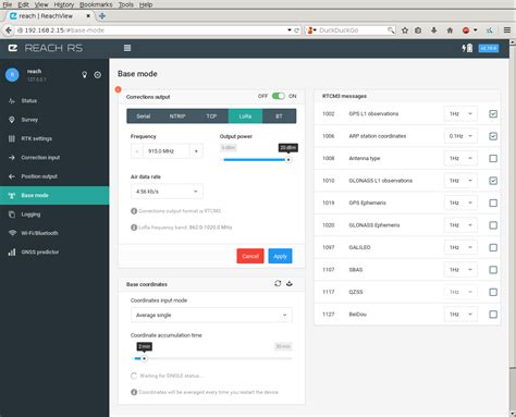 Help Me To Set Up Corrections Over Tcp With My Reach Rs Getting