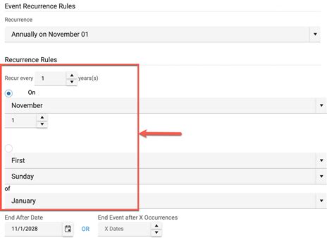 event adding recurrence rules making an event recurring espace