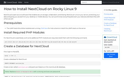 CrownCloud Wiki How To Install NextCloud On Rocky Linux