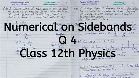 Numerical On Sidebands Chapter 15 Communication Systems Class 12