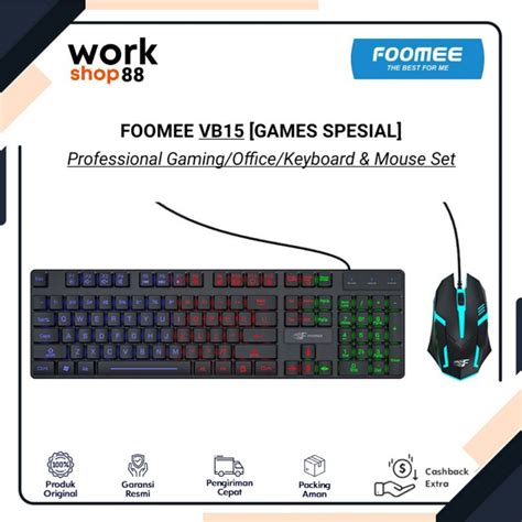 New Foomee Vb15 Game Keyboard Mouse 1200 Dpi Set Wired Backlight Rgb New Original Official