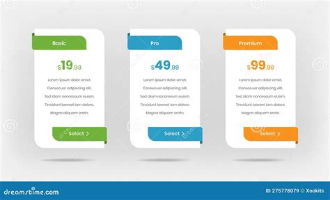 Minimal Pricing Comparison Chart Web Ui Template Design Cartoon Vector
