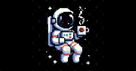 8 Bit Astronaut Coffee Break Retro Space Pixel Art 8 Bit Astronaut