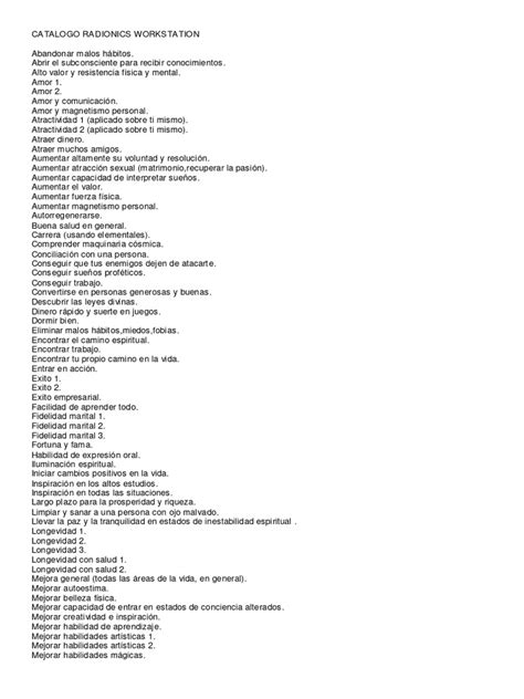 Catalogo Radionics Workstation Pdf Amor