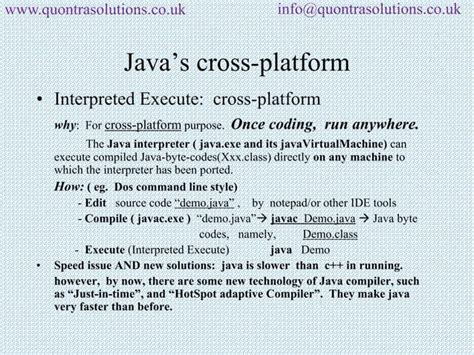 Core Java Over View Basics Introduction By Quontra Solutions Ppt