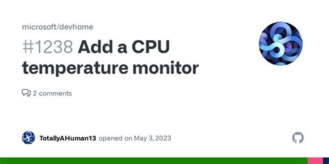Add A CPU Temperature Monitor Issue 1238 Microsoft Devhome GitHub