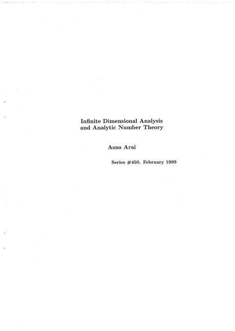 Pdf Infinite Dimensional Analysis And Analytic Number Theory