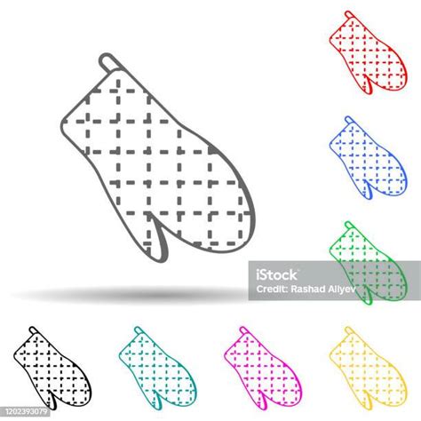 부엌 장갑 멀티 컬러 스타일 아이콘입니다 Ui 및 Ux 웹 사이트 또는 모바일 응용 프로그램에 대한 베이커리 숍 아이콘의 간단한 얇은 라인 개요 벡터 그릇에 대한 스톡 벡터
